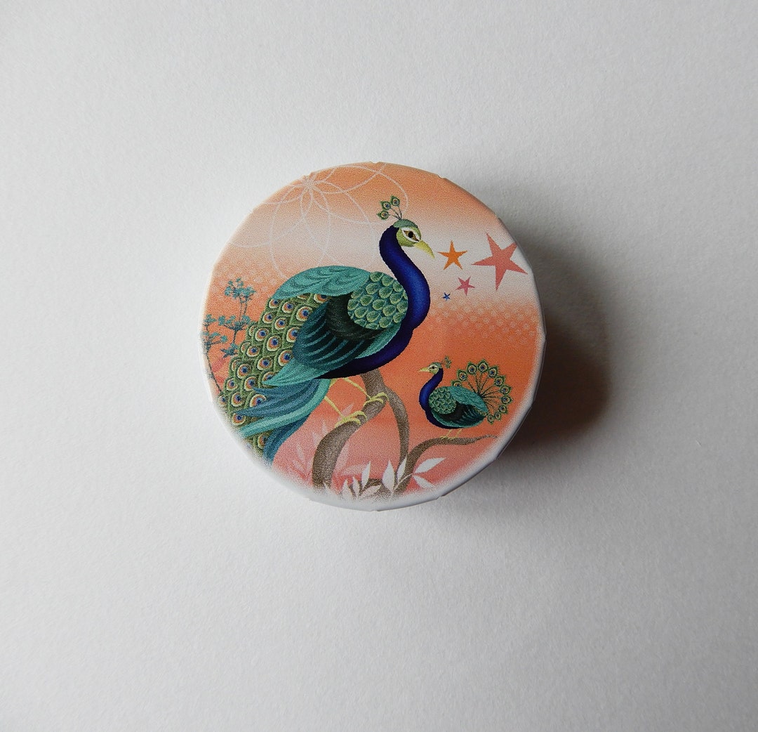 Clic-clac Metal Box Illustrated Peacock Candy Pill Box Pocket Ashtray ...