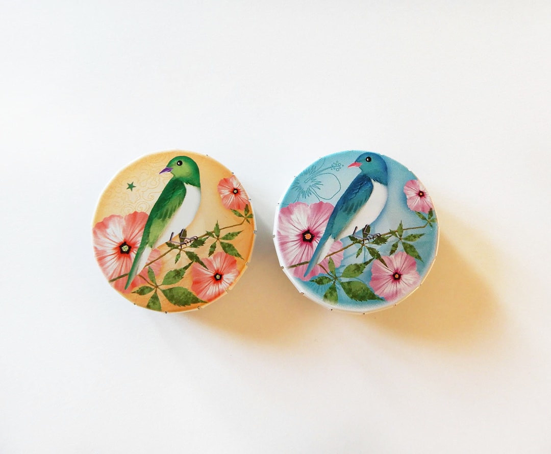 Illustrated Bird Metal Clic-clac Box Pill Box Candy Pocket Ashtray - Etsy