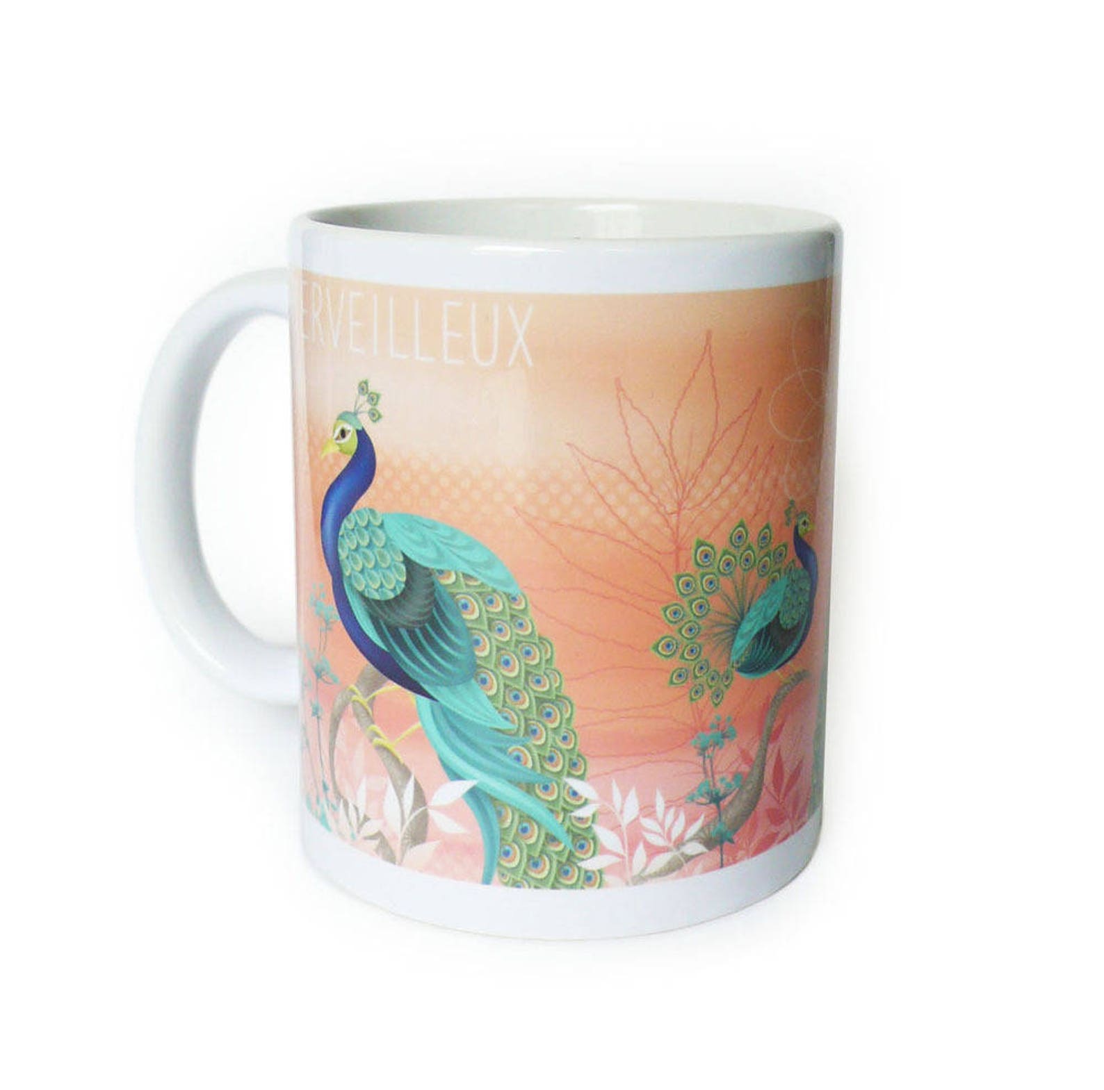 Mug Tasse Déco Merveilleux Paon Mug Porcelaine Etsy