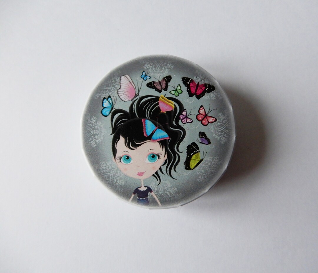 Illustrated Metal Click-clack Box With Butterflies in Hair, Pill Box ...