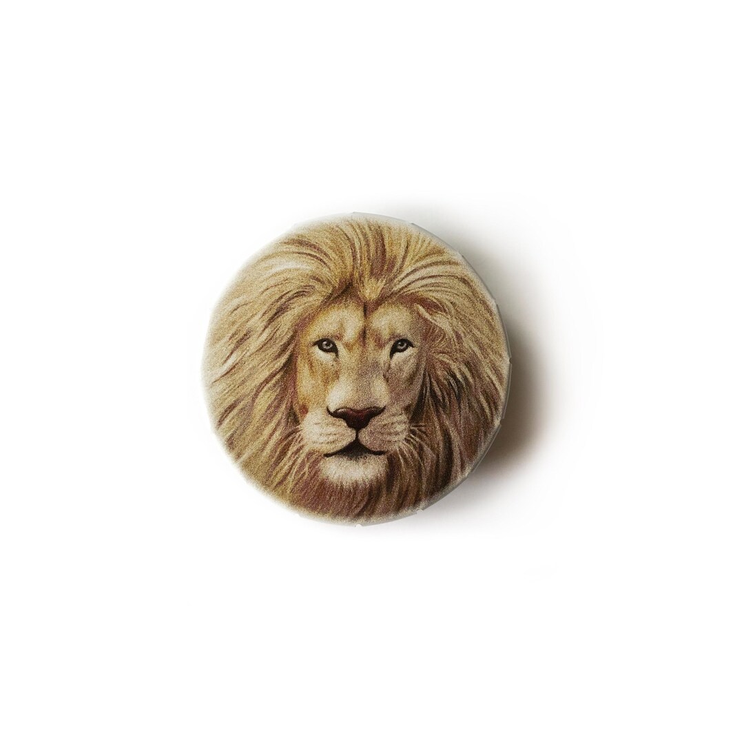 Illustrated Metal Click-clack Box With Lion Design; Pill Box; Candy Box ...