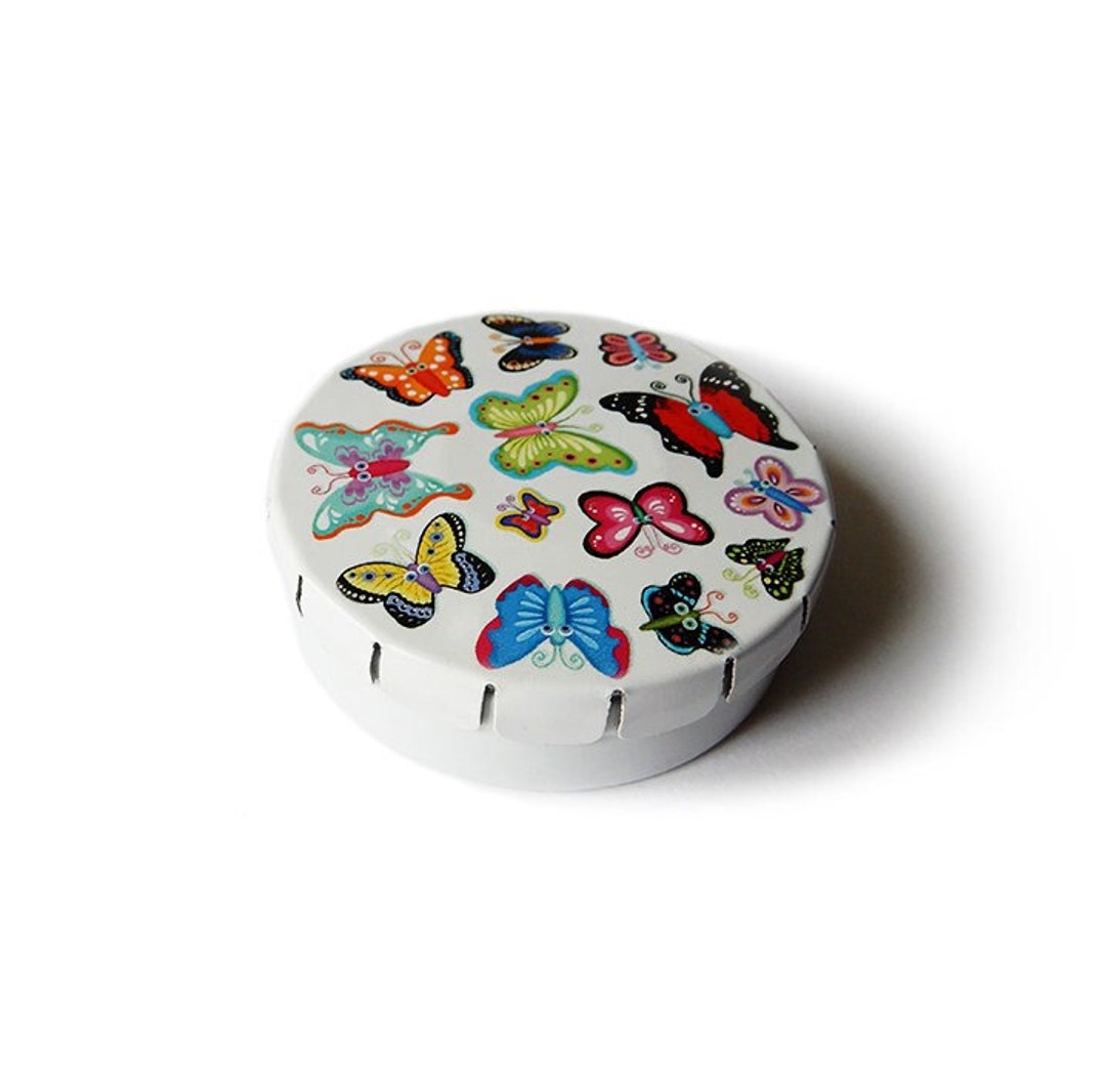 Metallic Clic-clac Box Illustrated Butterflies Candy Pill Box Pocket ...