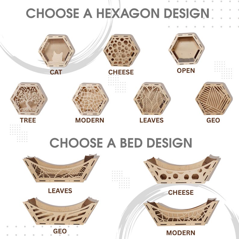 Hexagon Cat Wall Shelf | Floating Birch Wood Furniture for Cats - Etsy