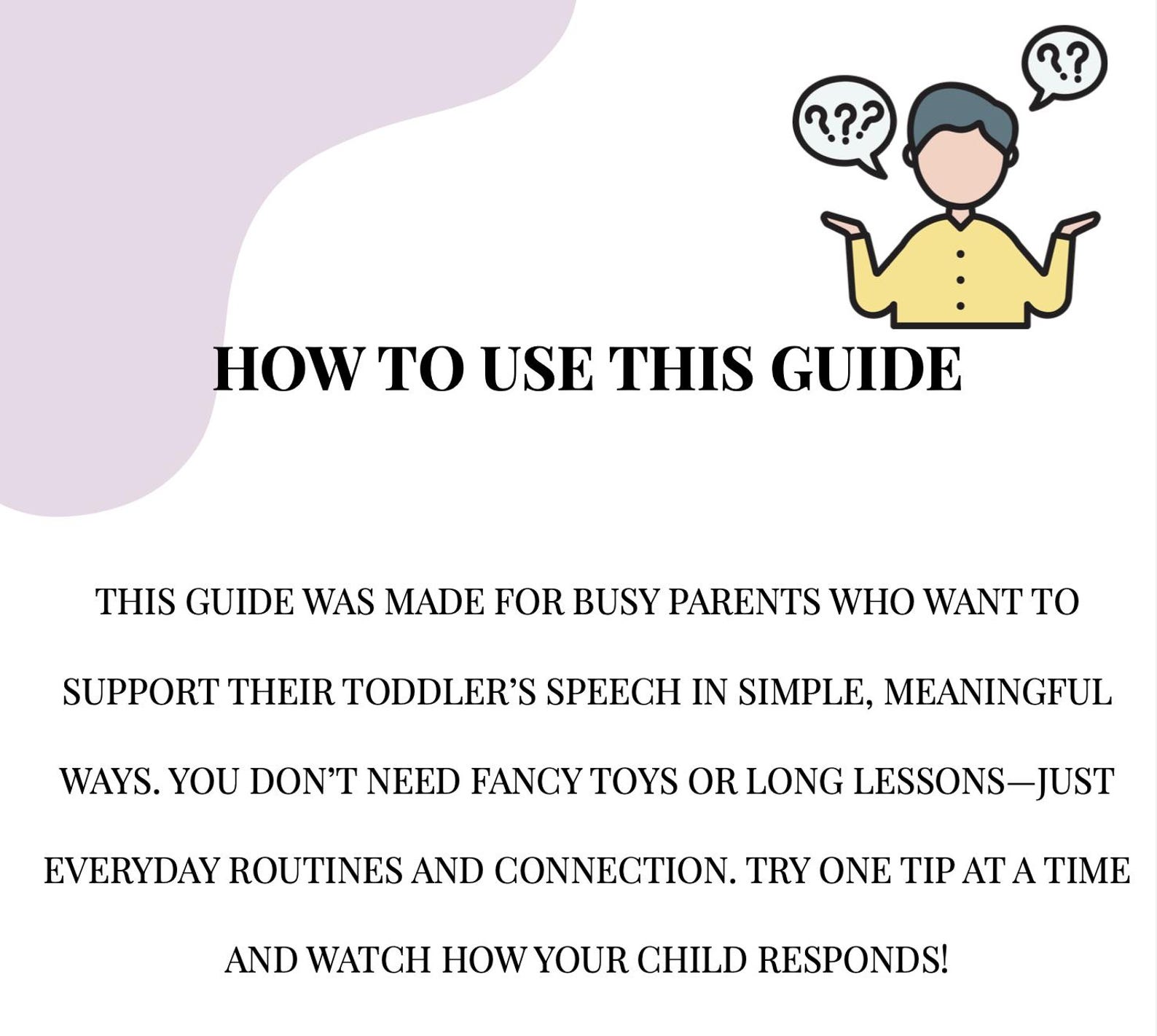 Toddler Speech Therapy at Home Printable Parent Handout for Late ...