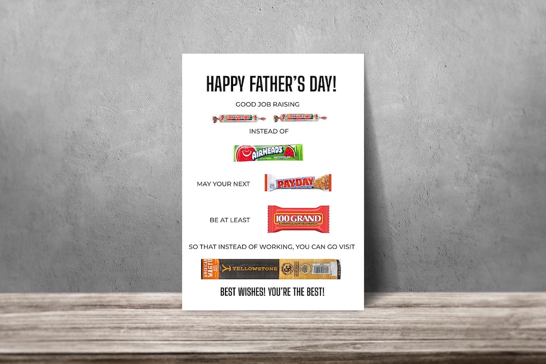 Father's Day Candy Card Poster, Funny Candy Gram (digital Download) - Etsy