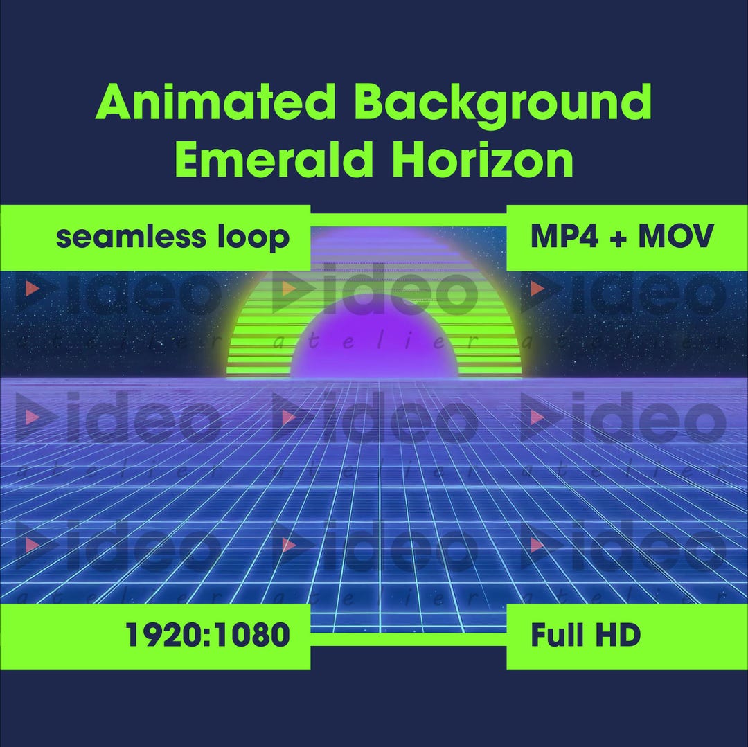Emerald Horizon • Zoom Teams Streamer Background Neon Club Office Video ...