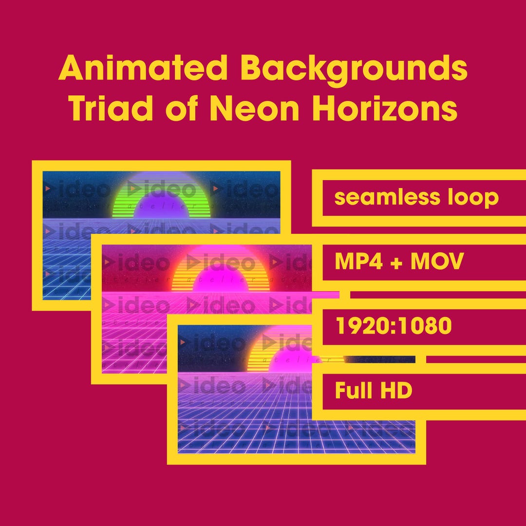 Neon Horizon Zoom Backgrounds: Seamless Looping Video Bundle (MP4 & MOV ...