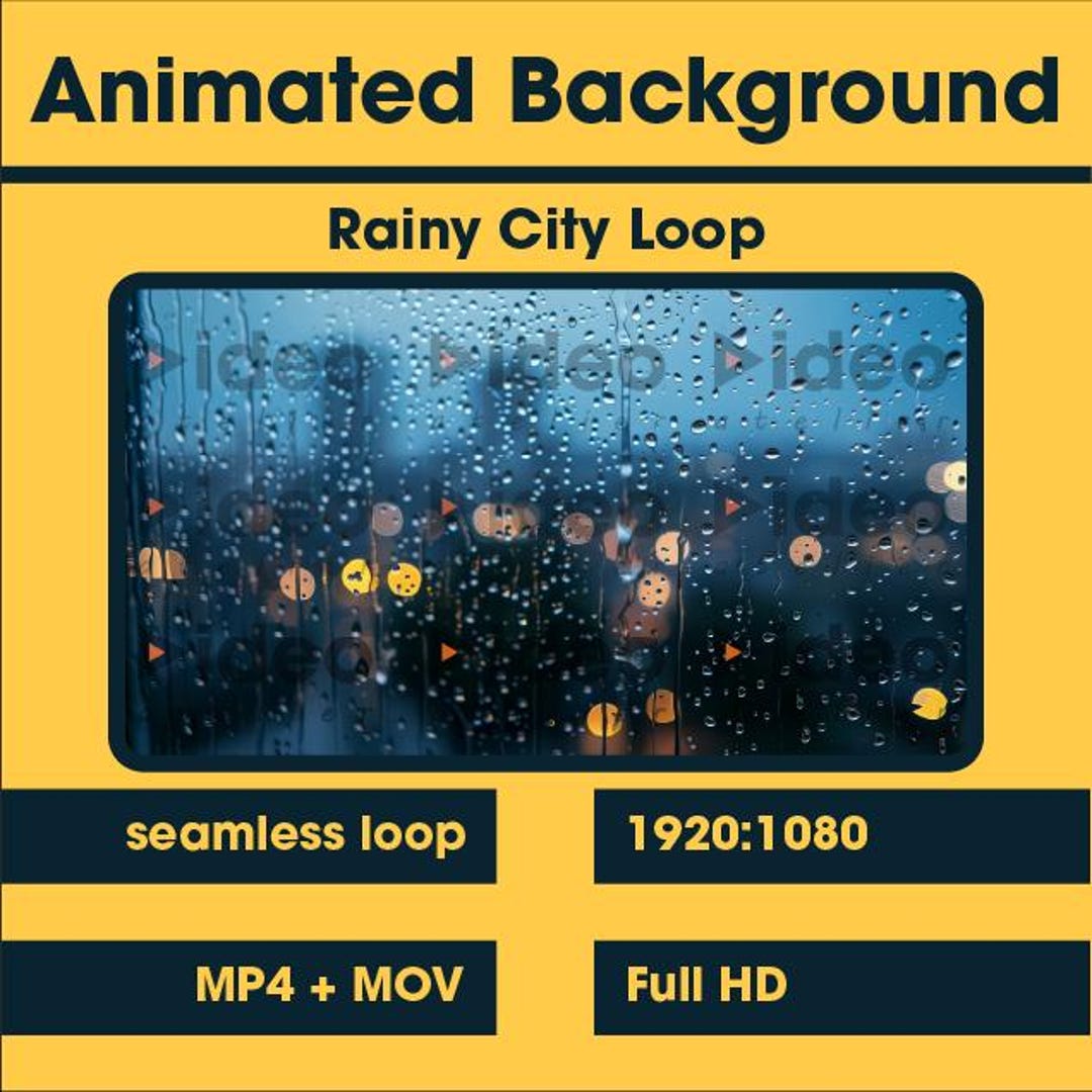 Rainy City Zoom Background: Seamless Animated Video Loop (full HD ...