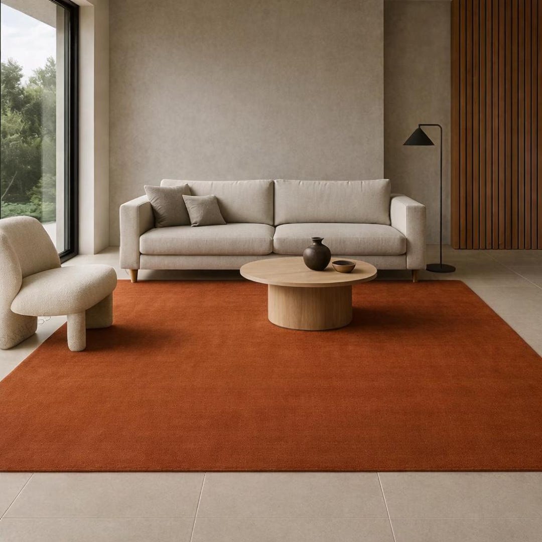 Modern Solid Rust Orange Area Rug,4x6 5x7 6x8 7x10 8x11 Ft Minimalist ...