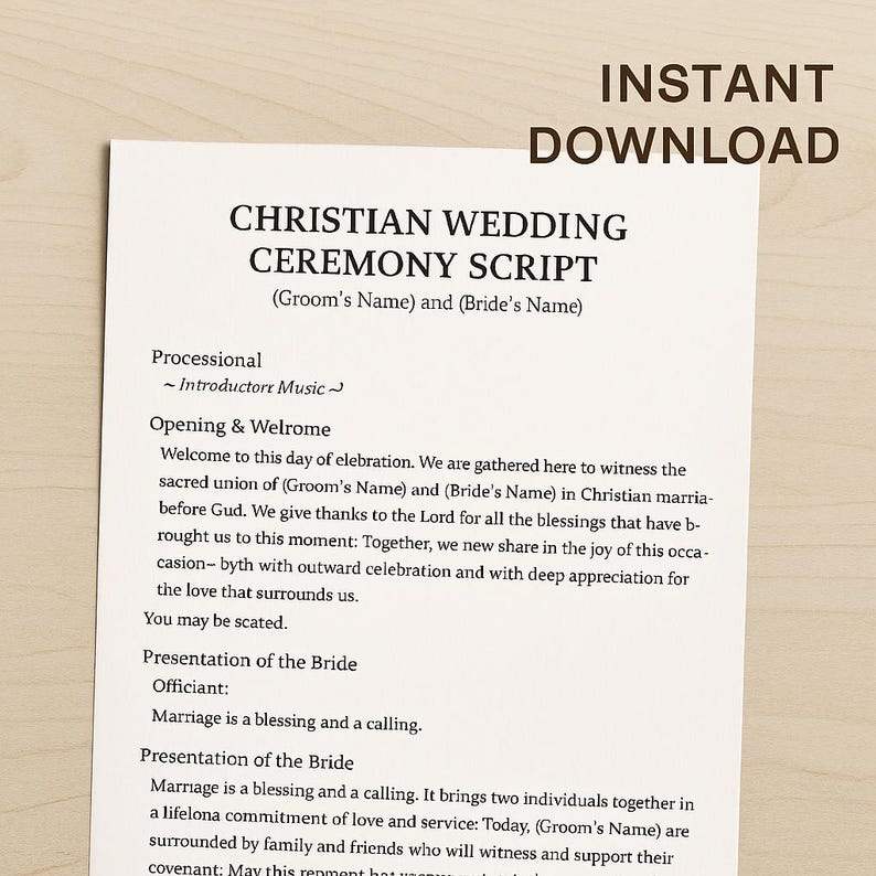 Christian Wedding Ceremony Script | Traditional & Faith-based | Instant ...