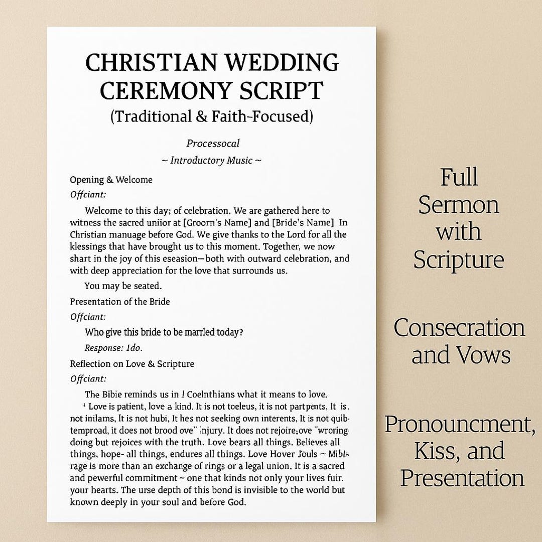 Christian Wedding Ceremony Script | Traditional & Faith-based | Instant ...