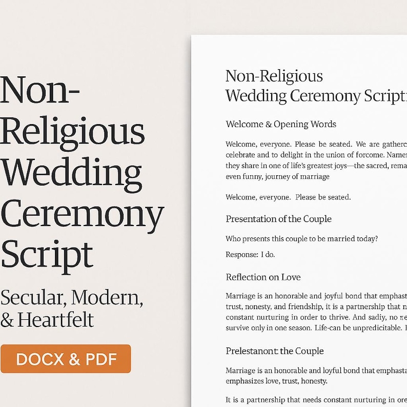 Non-religious Wedding Ceremony Script: Modern, Secular Officiant Guide ...