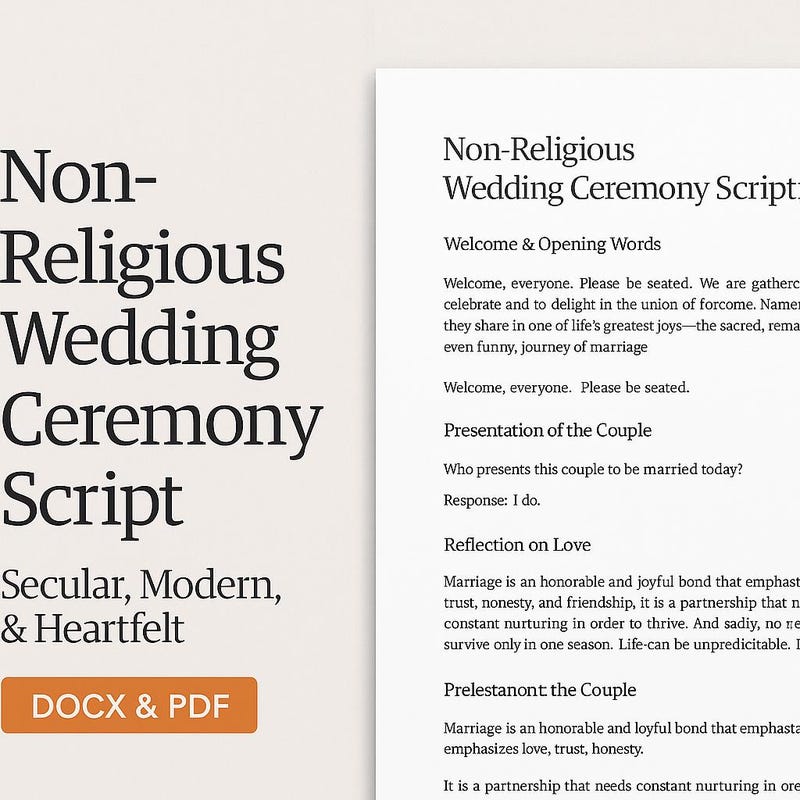 Non Religious Wedding Ceremony Script - Etsy