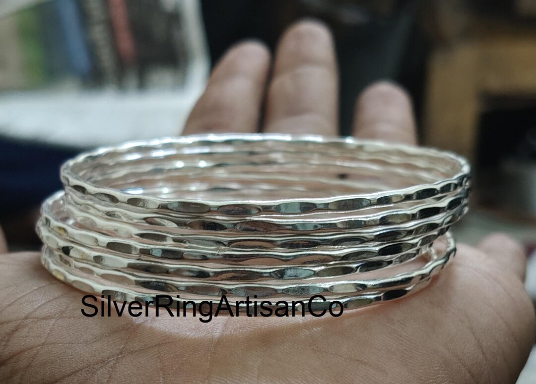 Set of 7 Pieces Silver Bangles Women Bangles Handmade Bangle Set of 7 ...