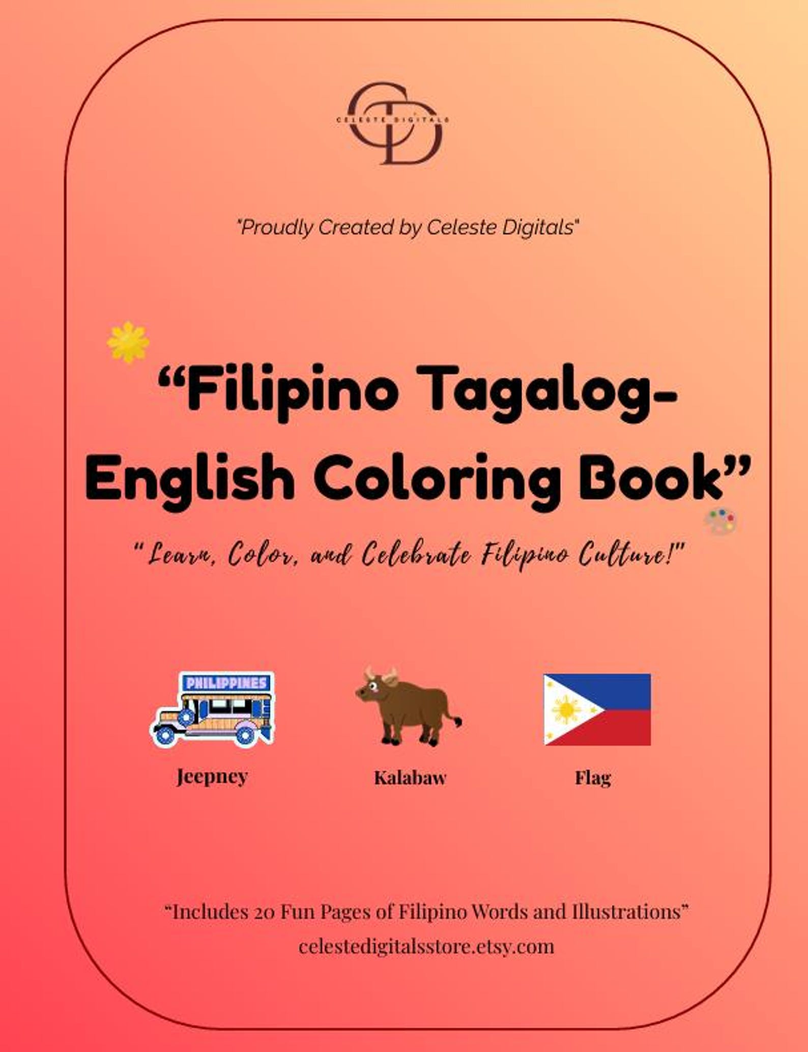 Filipino English Printable Coloring Book for Kids | Tagalog Educational ...