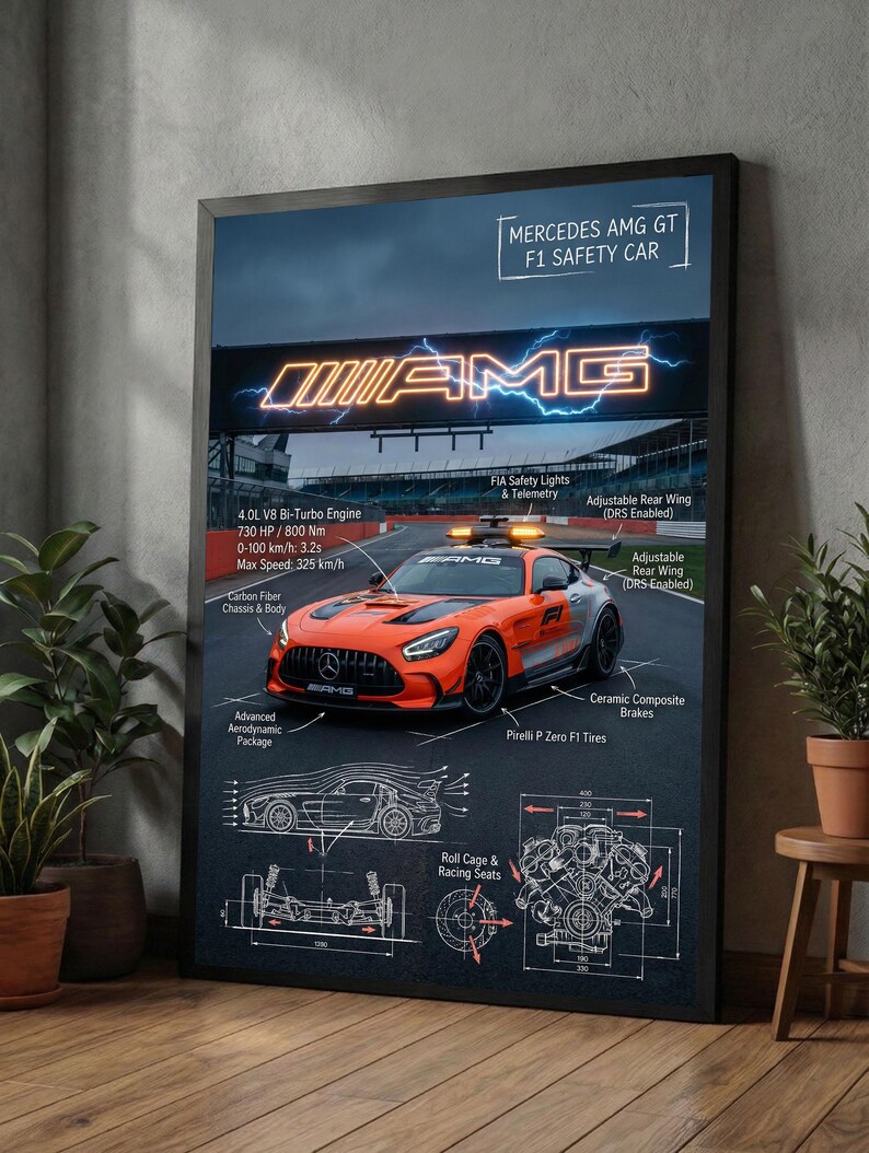 Mercedes AMG GT F1 Safety Car Blueprint Poster (digital Download) - Etsy