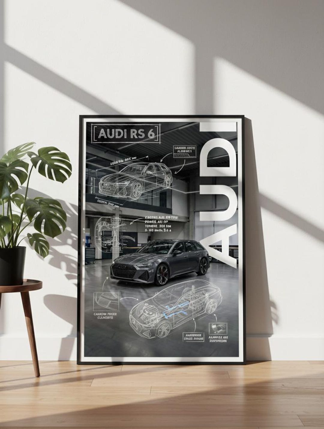 Audi RS6 Poster, Blueprint Wall Art, RS Avant Car Poster, German Sports ...