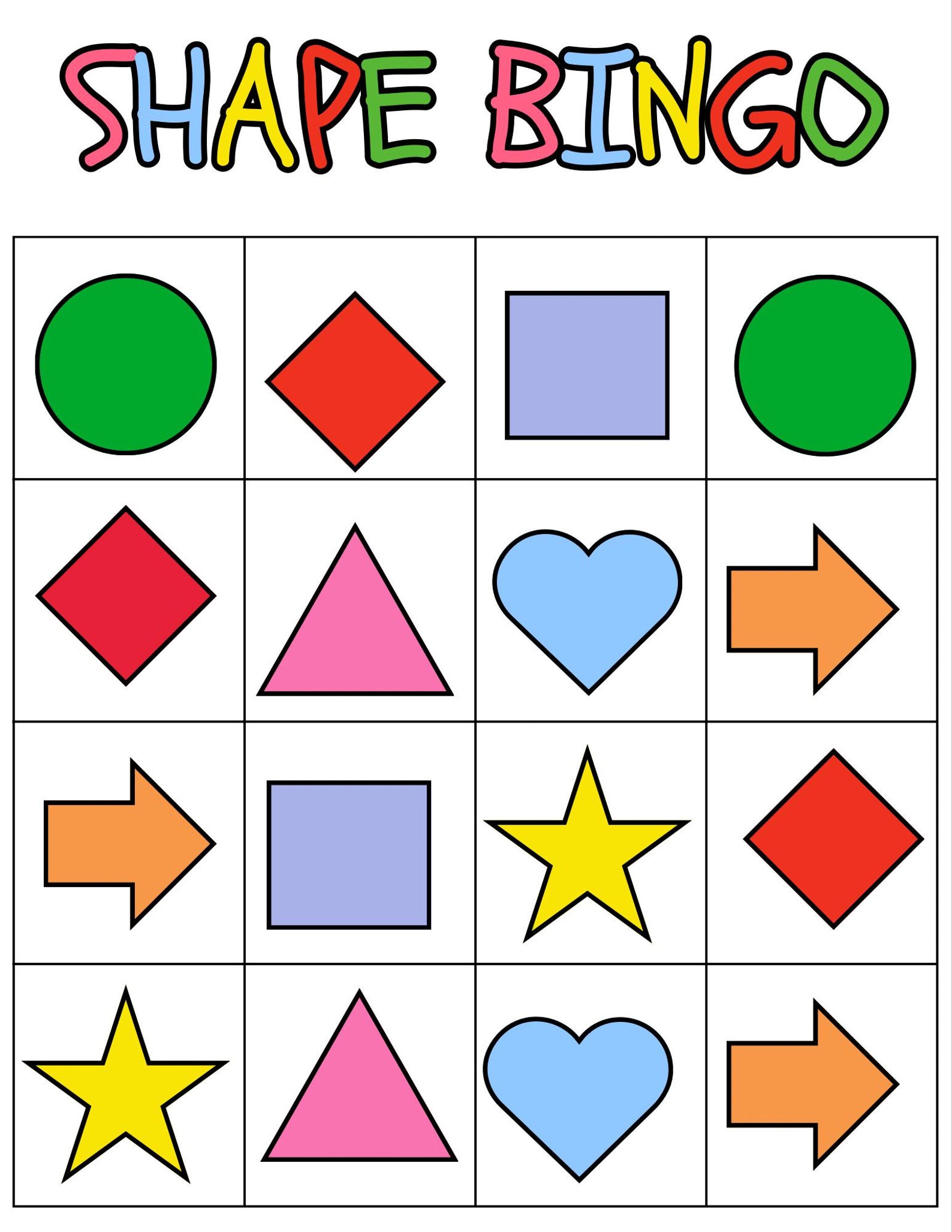 Shape Bingo Printable for Kids | Preschool Learning Game | Toddler ...