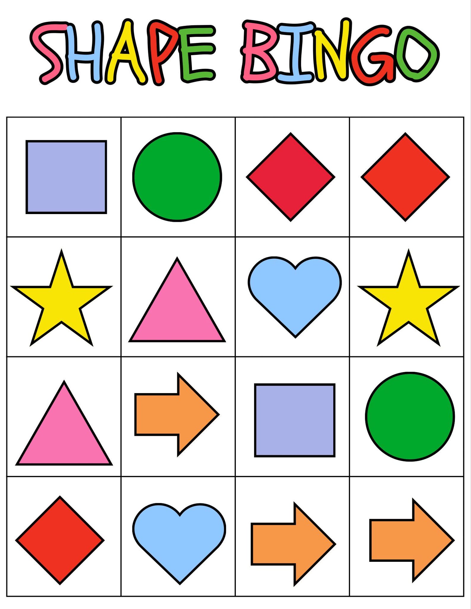 Shape Bingo Printable for Kids | Preschool Learning Game | Toddler ...
