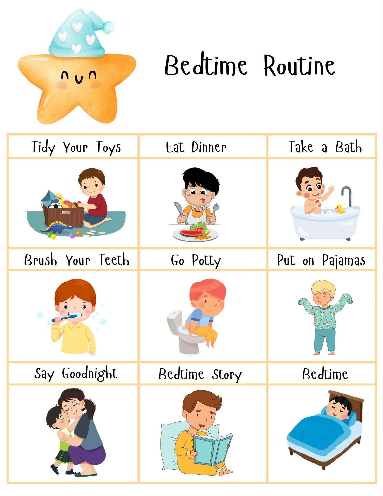 Toddler Routine Chart Printable | Daily Schedule for Kids | Visual ...