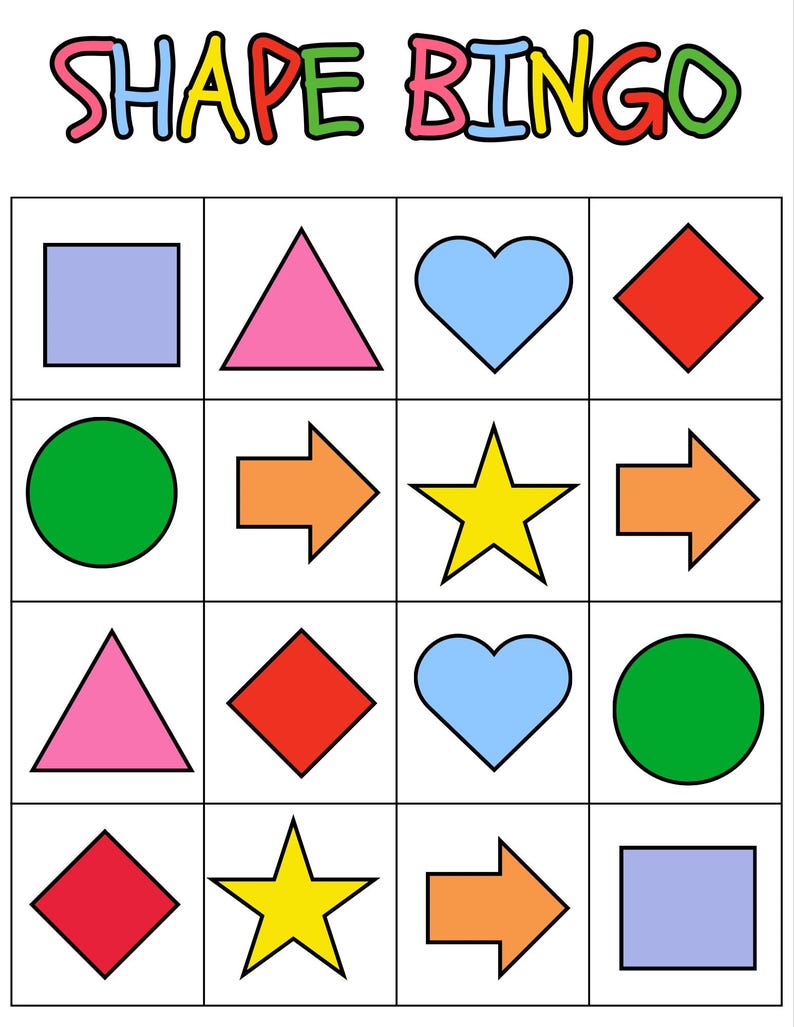 Shape Bingo Printable for Kids | Preschool Learning Game | Toddler ...