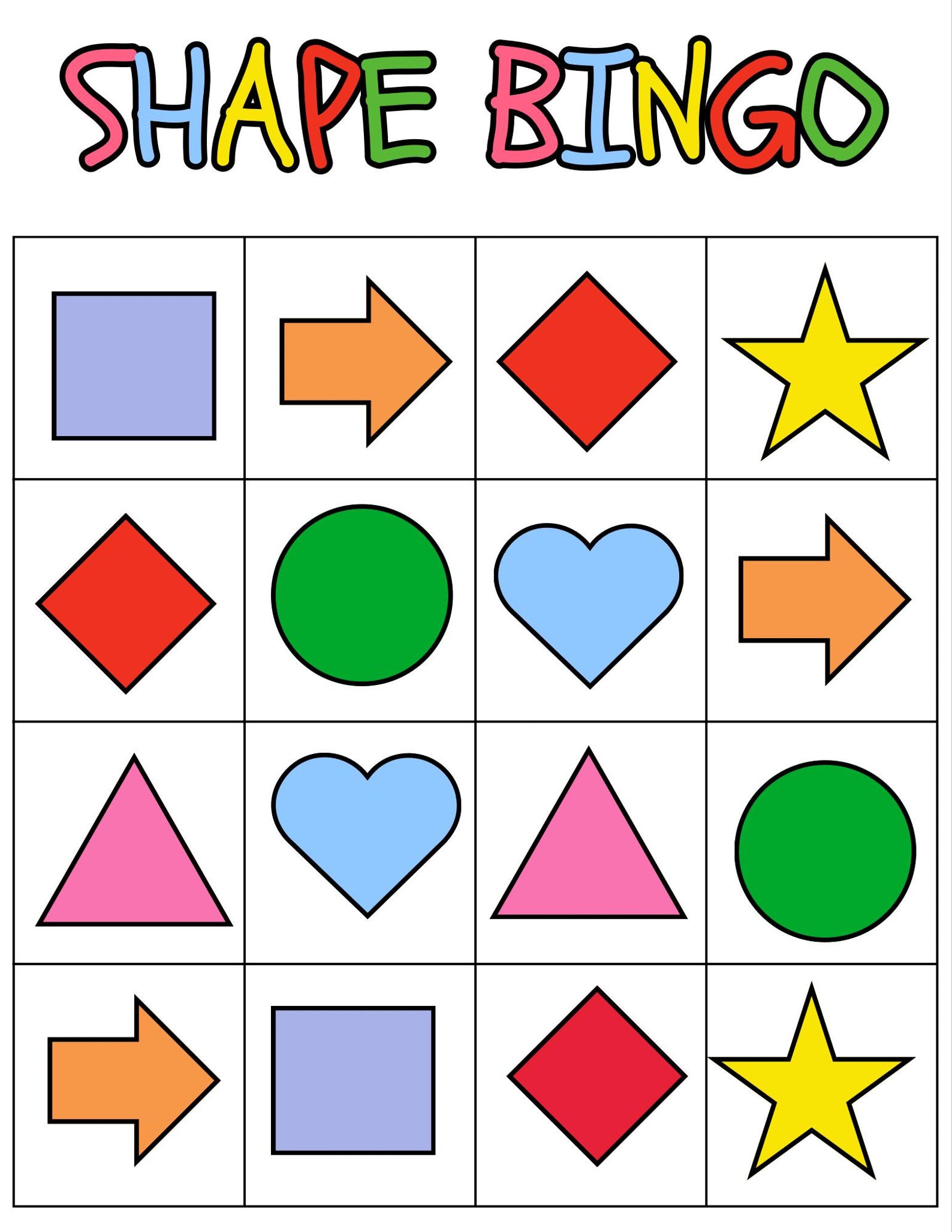 Shape Bingo Printable for Kids | Preschool Learning Game | Toddler ...