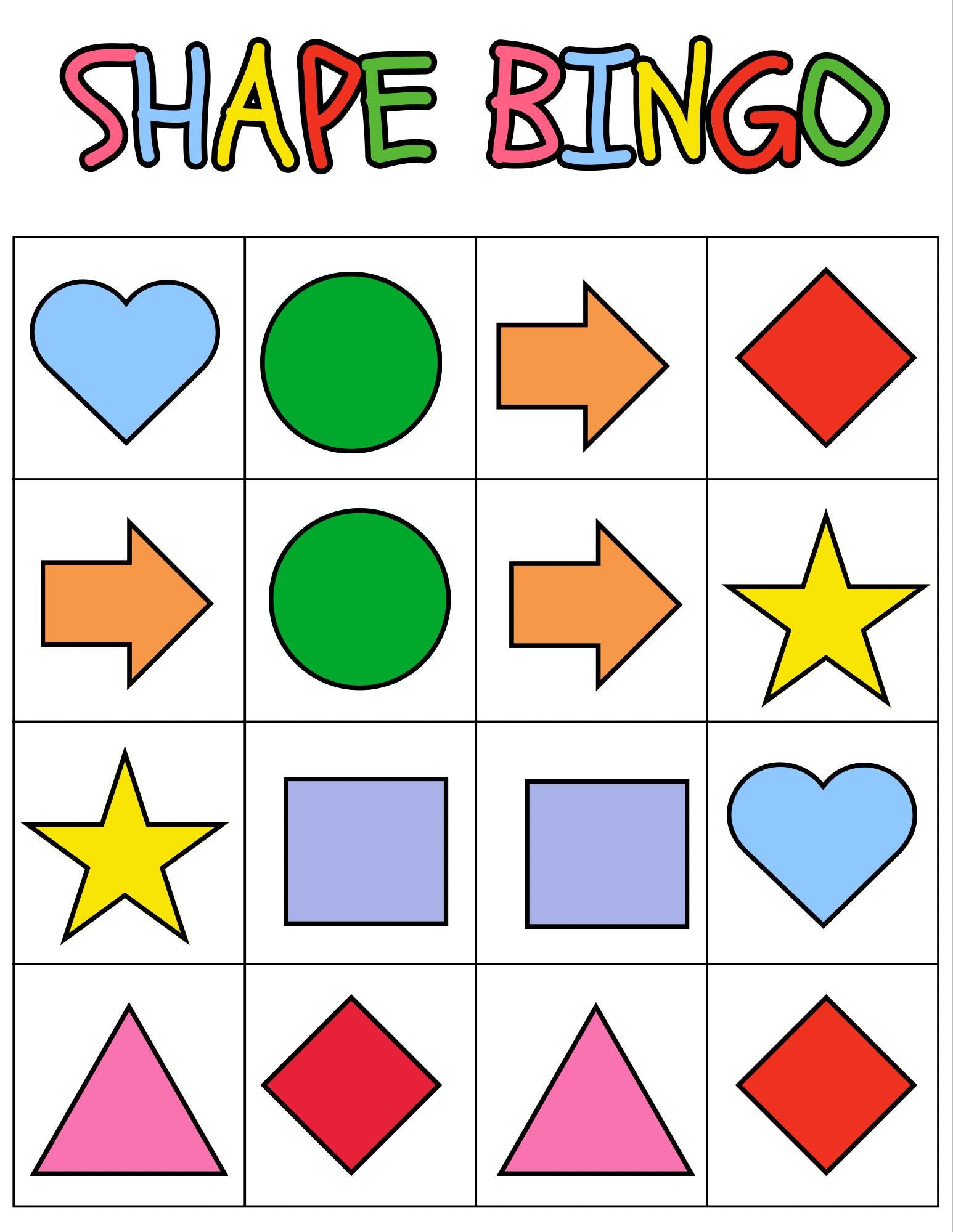 Shape Bingo Printable for Kids | Preschool Learning Game | Toddler ...