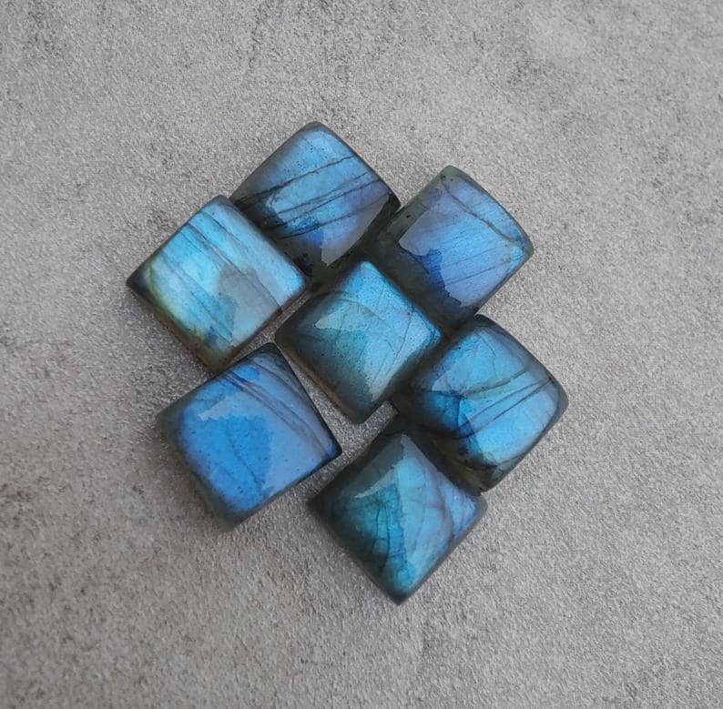Natural Blue Fire Labradorite Square Cabochon Flat Back Calibrated ...