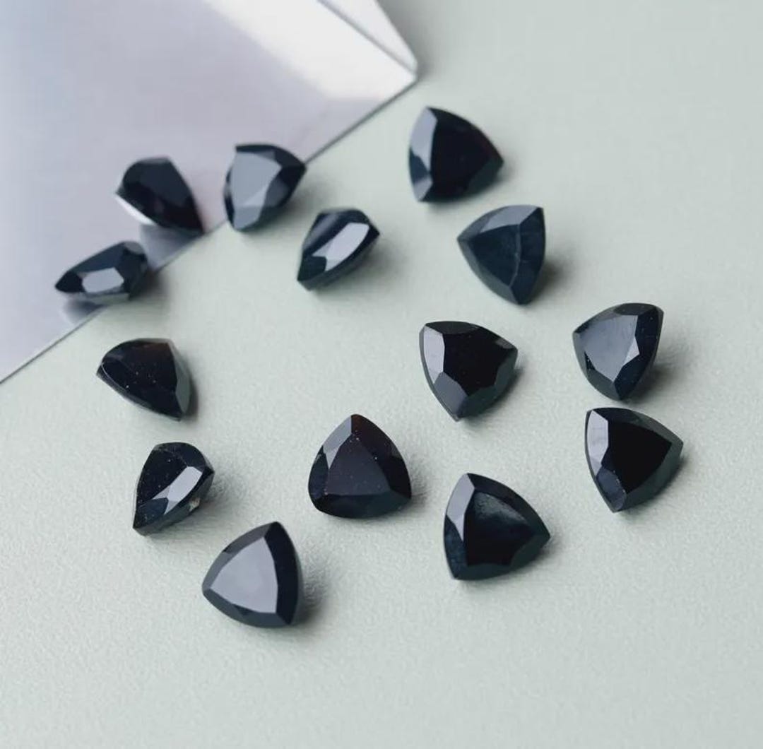 Natural Black Onyx Faceted Trillion Cut Gemstone, Calibrated Loose ...