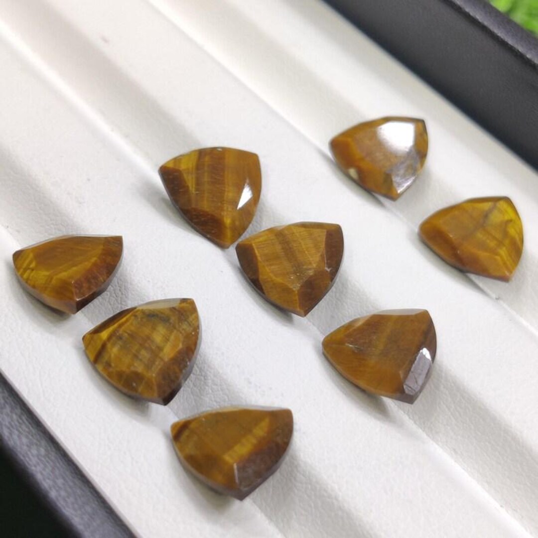 Natural Tiger Faceted Trillion Cut Gemstone, Calibrated Loose Trillion ...