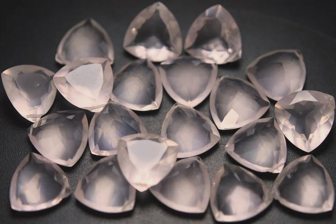 Natural Rose Quartz Faceted Trillion Cut Gemstone, Calibrated Loose ...