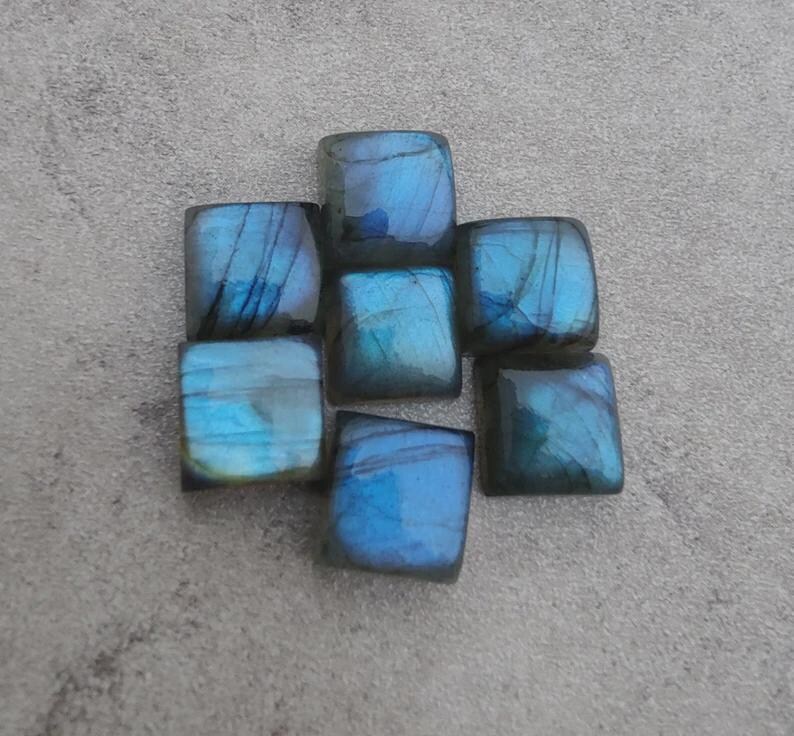 Natural Blue Fire Labradorite Square Cabochon Flat Back Calibrated ...