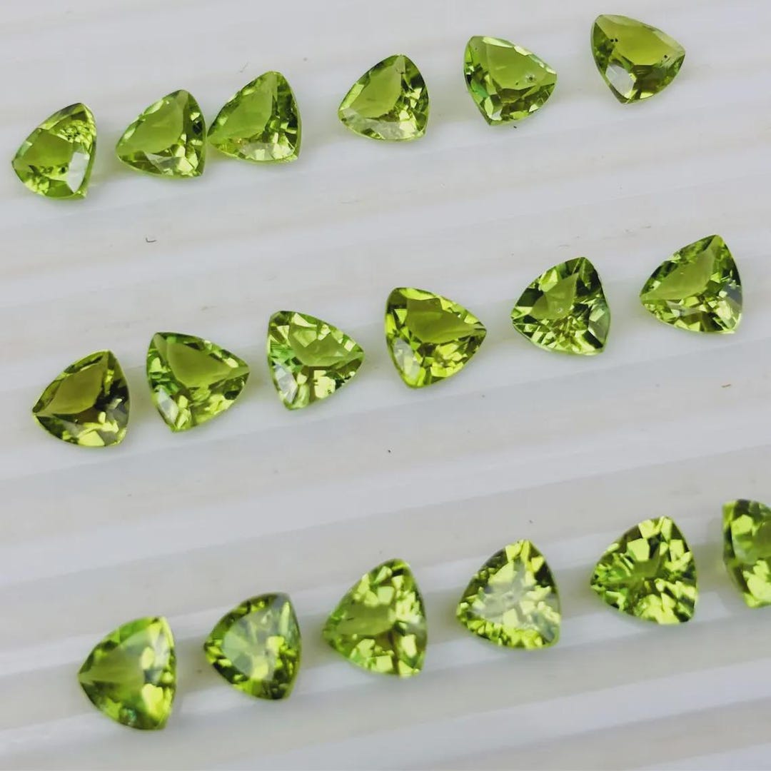 Natural Peridot Faceted Trillion Cut Gemstone, Calibrated Loose ...