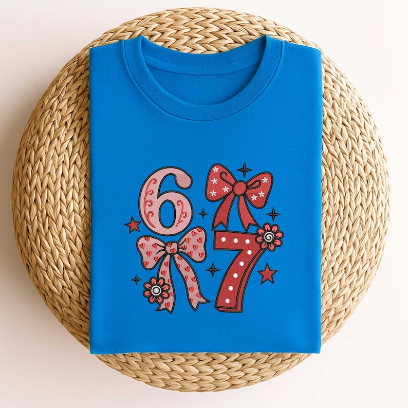 67 Embroidery Design, Cute Number With Bows Stars and Flowers ...