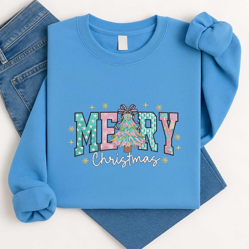 Merry Christmas Tree Embroidery Design, Festive Word Art (digital ...