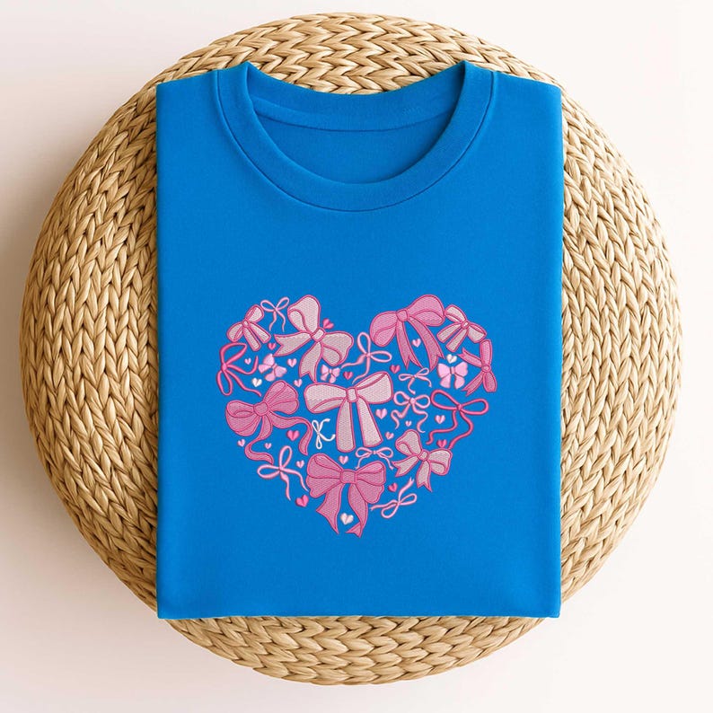 Bow Heart Embroidery Design, Heart Made of Bows and Ribbons, Valentine ...