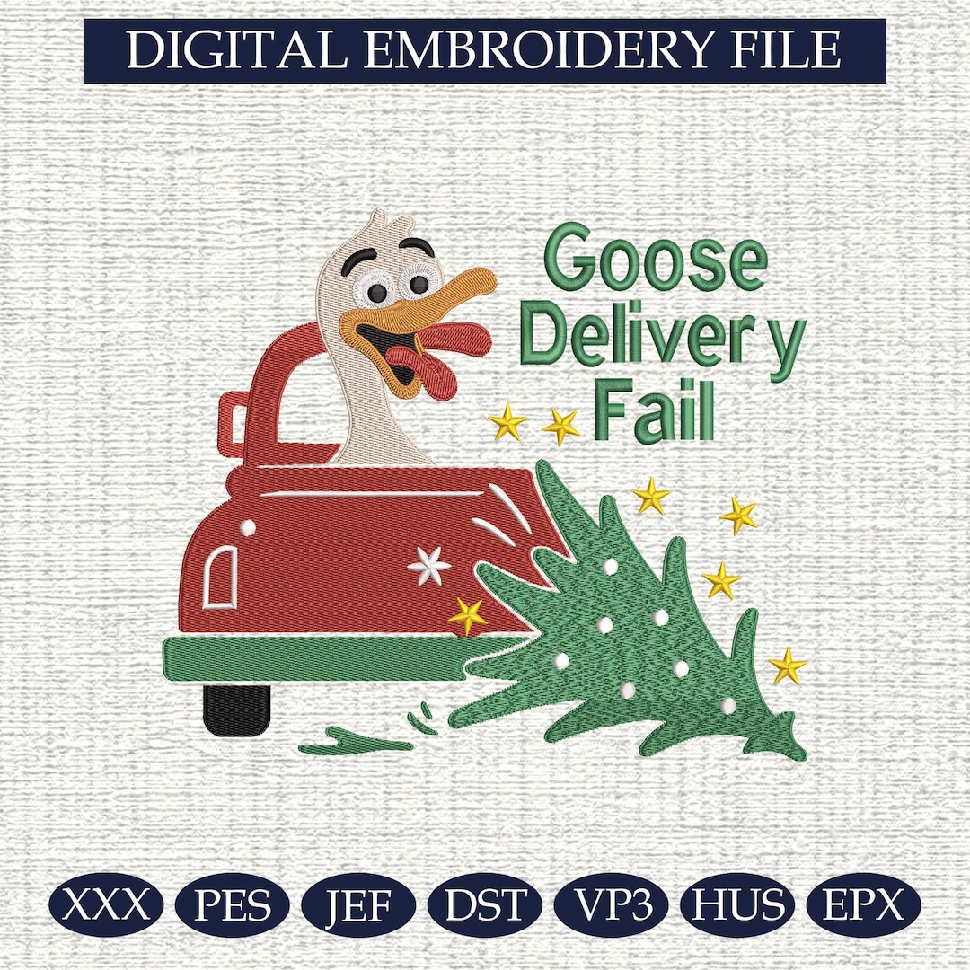 Funny Goose Christmas Tree Fail Machine Embroidery Design (digital ...