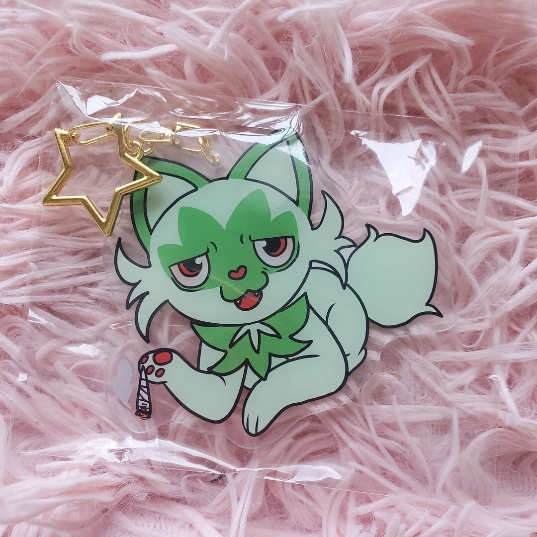 Oui'd Cat Sprigatito Pokemon Double Sided Acrylic Keychain - Etsy