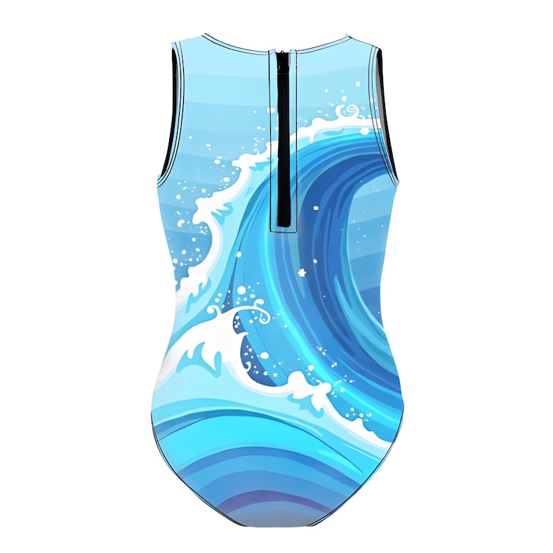 Girls Ocean Wave Swimsuit: Blue One-piece Bathing Suit - Etsy
