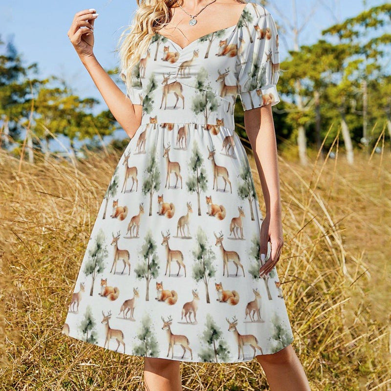 Fox Print Dress - Etsy