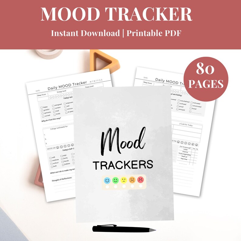 Digital Mood Tracker Printable | Mental Health Journal, Emotion Log ...