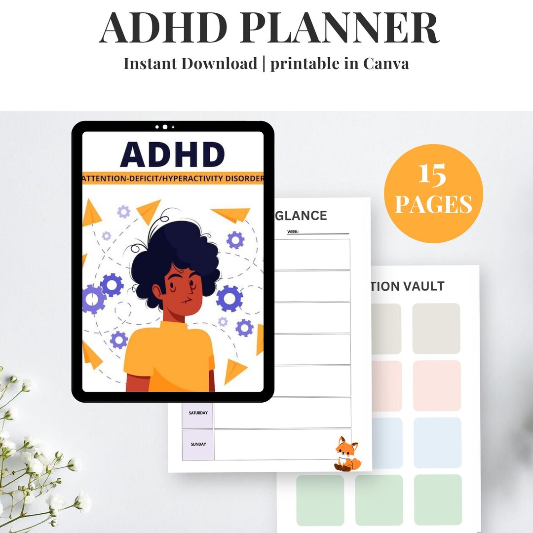 Digital ADHD Planner Printable | Focus Organizer, Time Blocking ...