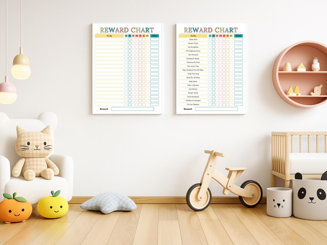 Kids Chore Chart Poster | Printable Responsibility Chart | Routine Wall ...