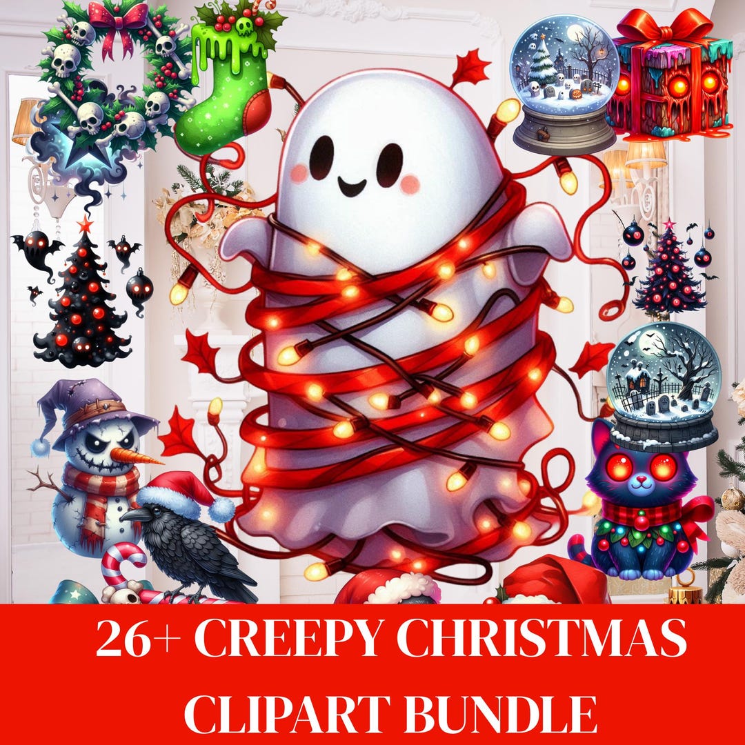 Creepy Christmas Clipart Bundle | Spooky Xmas, Gothic Graphics (PNG) - Etsy