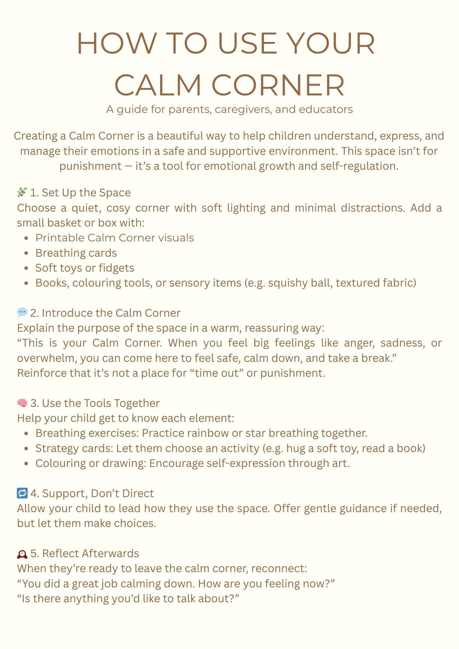 Calm Corner Kit for Kids – Printable Emotion Cards, Coping Tools ...
