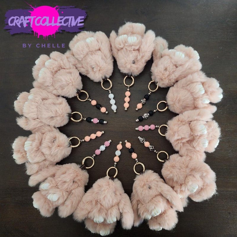 Rabbit Fur Bunny Keychain - Etsy