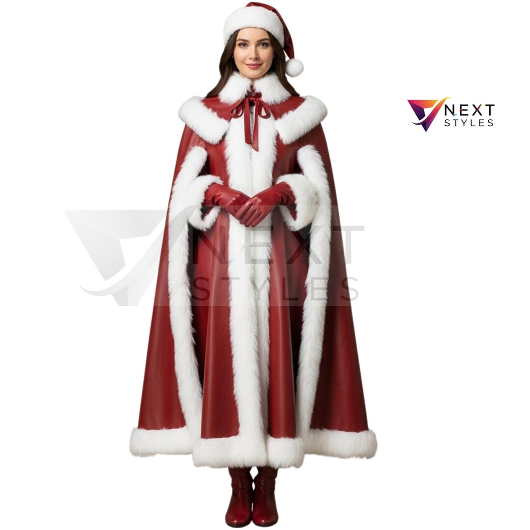 Deluxe Santa Claus Cloak Set: Red Leather With Cow Fur Trim - Etsy