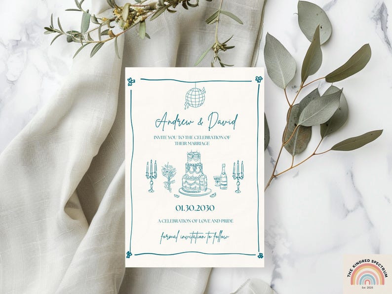 Editable Gender-neutral Save the Date | LGBTQ+ Wedding Invitation ...