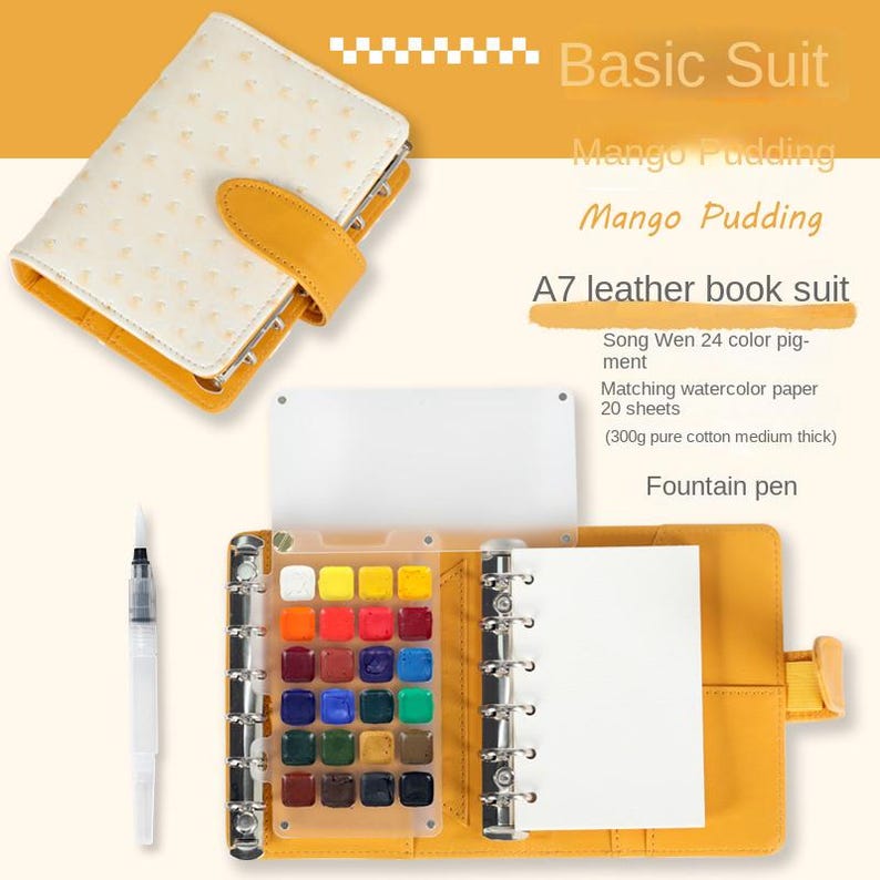 Portable A7 Watercolor Sketchbook Set: 24 Solid Colors, Travel Artist ...