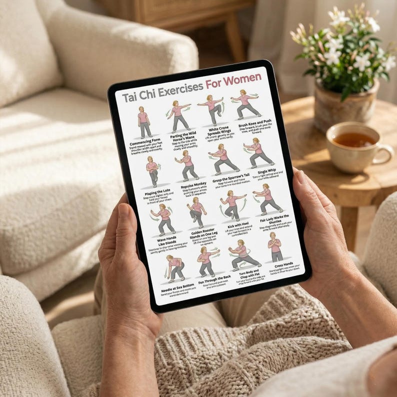 Printable Tai Chi Exercises for Women | Gentle Tai Chi Exercise Chart ...